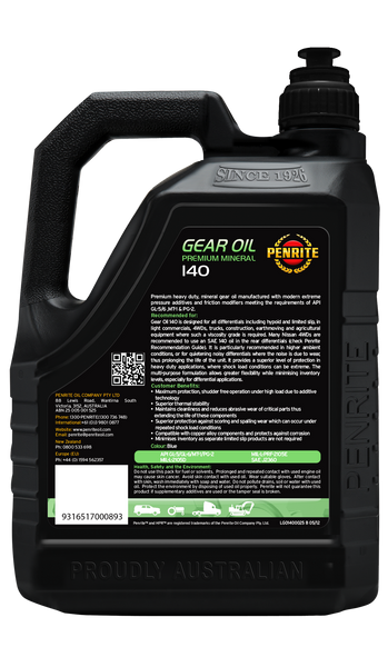 Penrite Gear Oil 140 SAE 140 Mineral Gear & Differential Oil 2.5L - GO